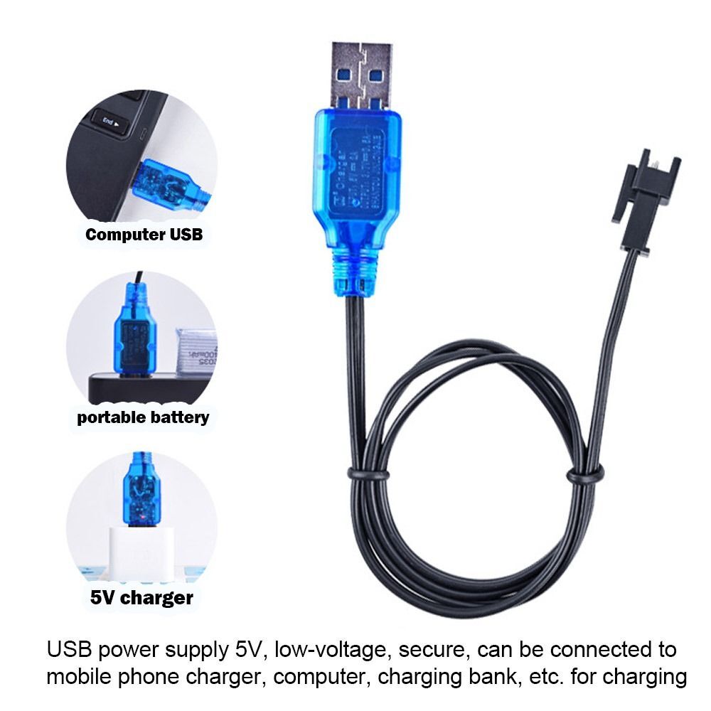 3.7V 400mA SM-2P Charger Cables Li-ion Battery RC Toys Charger USB ...