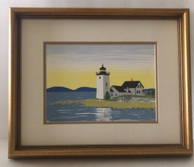 Framed Art Card by Rockport, Maine artist Anne Kilham. 9 1/4 inches x ...