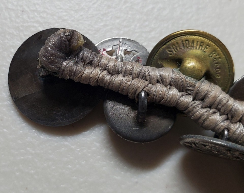 Antique Victorian Button Charm String Bracelet Cut Steel Angel Stork ...