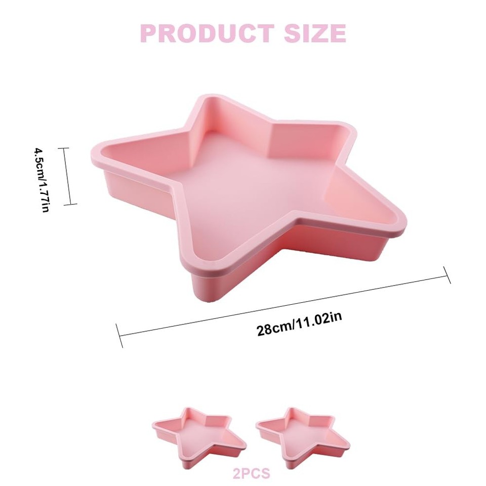 2 Pcs Star Shaped Cake Pans, 10 Inch Silicone Cake Molds, Silicone ...