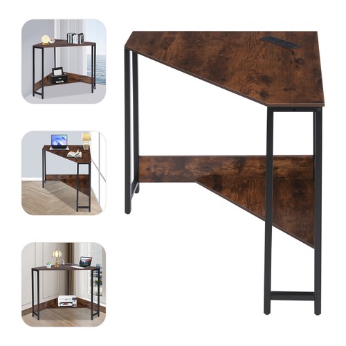Modern Small Corner Desk with Outlets Home Corner Table for Small Space ...