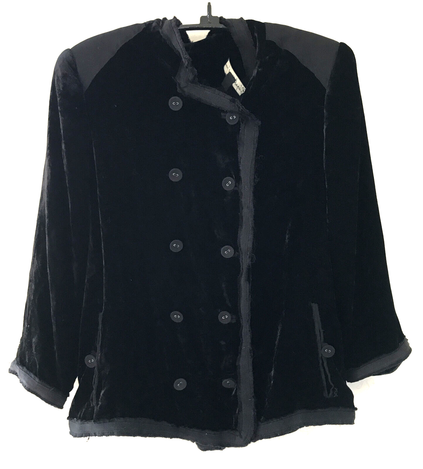 Elizabeth James Black Silk Velvet Double Breasted Vtg… - Gem