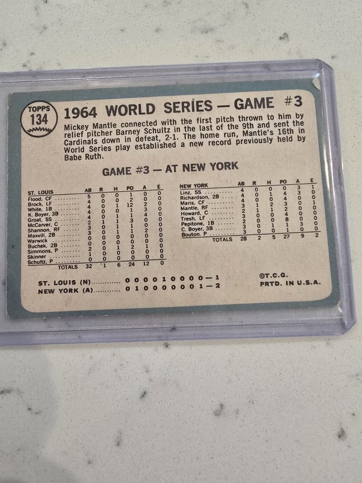 1965 Topps - 1964 World Series #134 Mickey Mantle | eBay