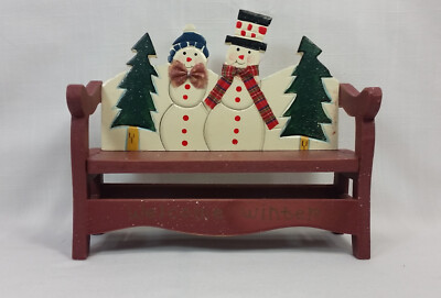 Barbie size Wood Park Bench Painted Backrest Holiday Decor for 10-12 ...