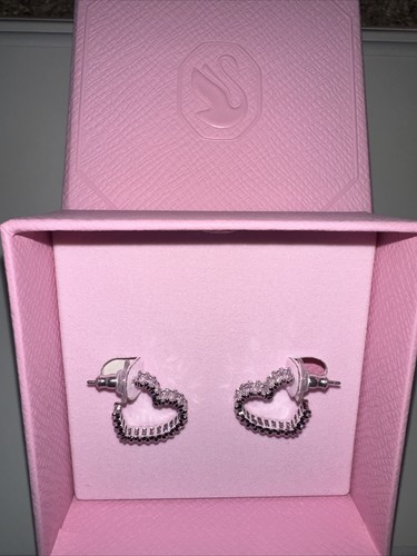 Swarovski Matrix Hoop Earrings Heart, Small, White, Rhodium Plated ...