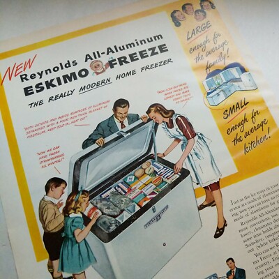 Vintage REYNOLDS ESKIMO FREEZE MODERN HOME FREEZER 1947 Magazine Ad | eBay