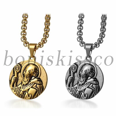 Men's Stainless Steel Jesus St Benedict Exorcism Tag Pendant Necklace ...