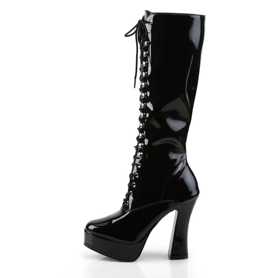 PLEASER ELECTRA-2020 Women's 5" Stack Heel Platform Knee High W/ Zipper ...