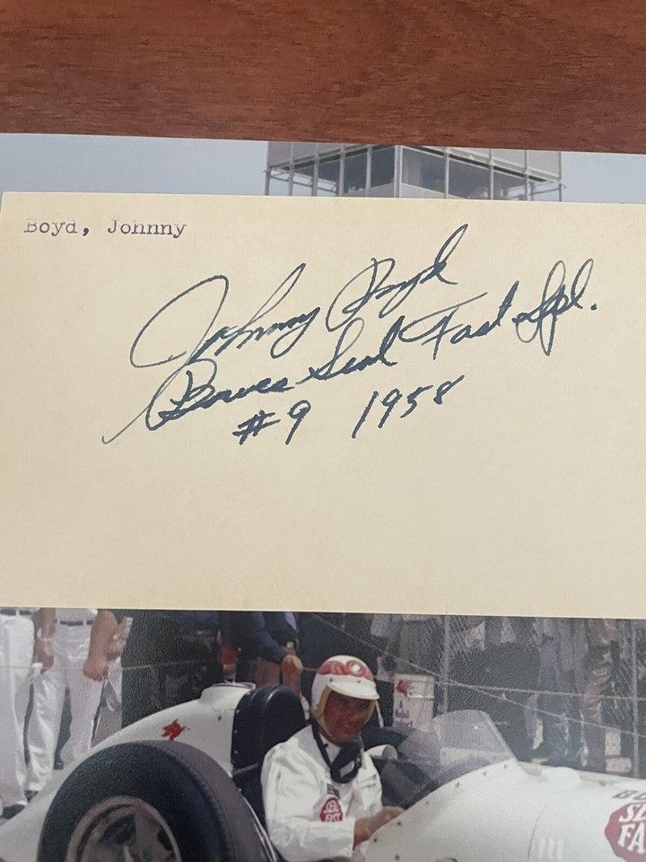 Authentic Autographed Johnny Boyd Index Card With 8x10 Indy 500 Photo | eBay