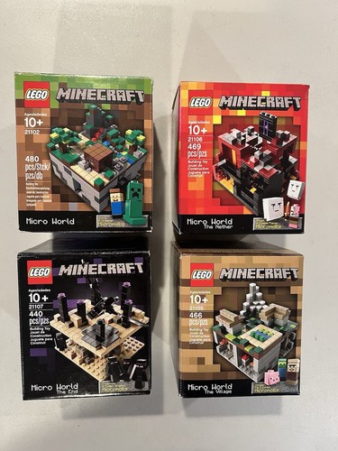 Lego Minecraft Micro Worlds 21102 21105 21106 21107, 4 Limited Retired ...