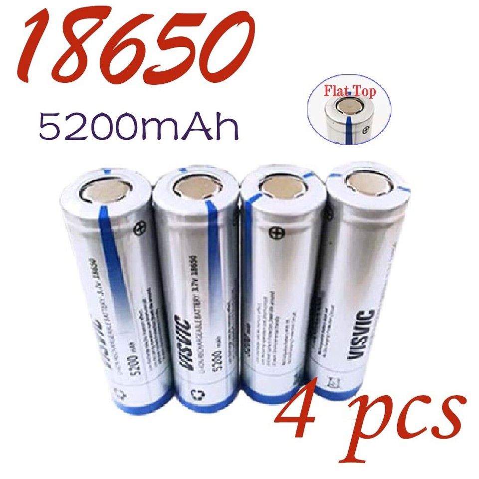 2-4X Batteries 3.7V Rechargeable Battery Flat Top, Button Top Batteries ...