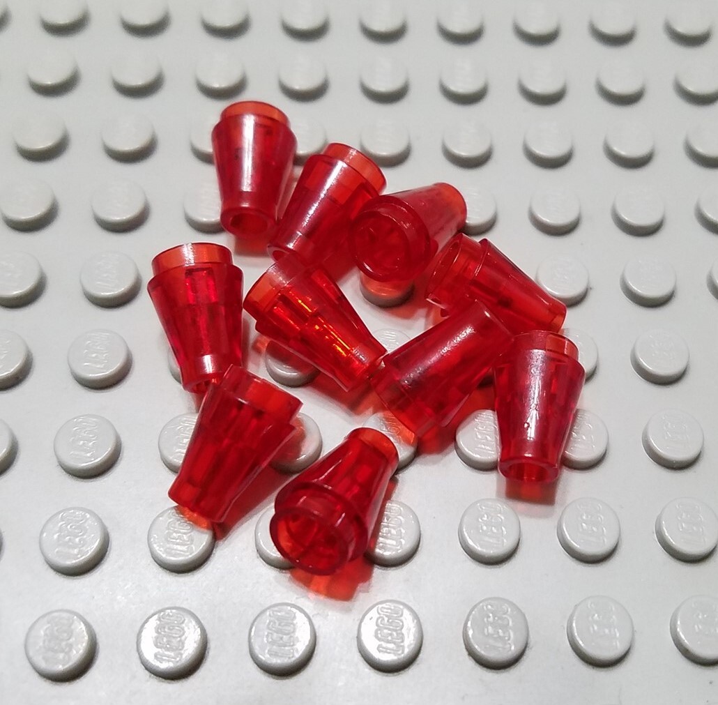 LEGO Lot of 10 Translucent Red 1x1 Creator Brick Cone Pieces | eBay