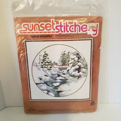 Sunset Stitchery Winter Snowfall 16 x 16 Crewel Embroidery Kit 2474 NOS ...