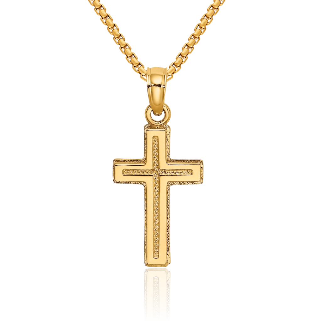 14K Solid Yellow Gold Cross Necklace | eBay