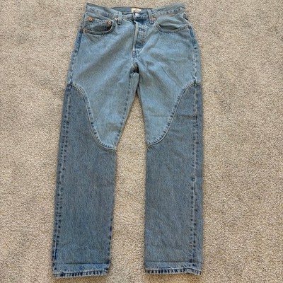 Levi's 501 Original Chaps Jeans Size 30 Light Wash Button Fly Western ...
