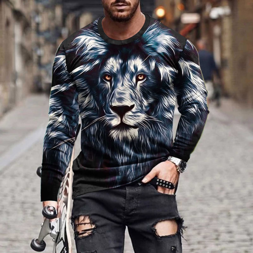 3D Animal Lion Print Long Sleeve | eBay