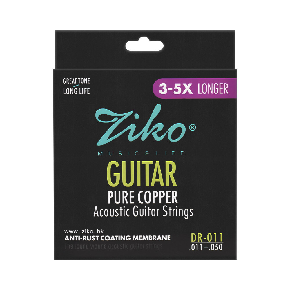ZIKO DR-011 Acoustic Guitar Strings Hexagon Alloy Wire Pure Wound B2F4 ...