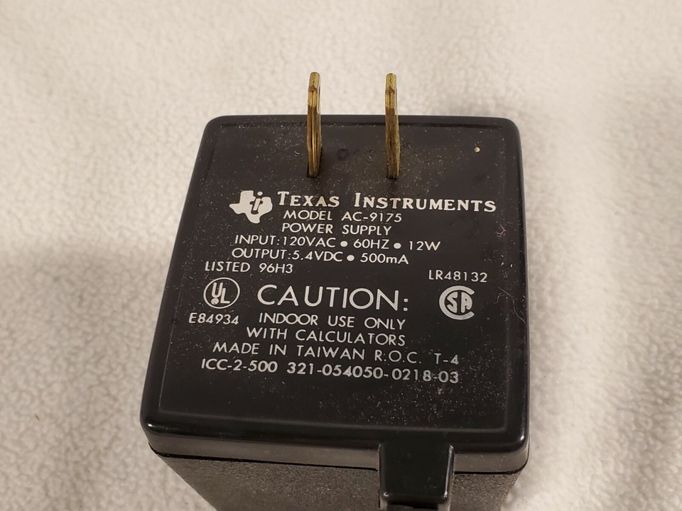 Texas Instruments AC-9175 Power Adapter For Calculators 5.4VDC 500mA | eBay