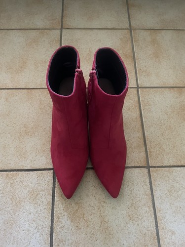 Bottines Femme ARDENE Rouge Petits Talons T36 bouts pointus comme neuf ...