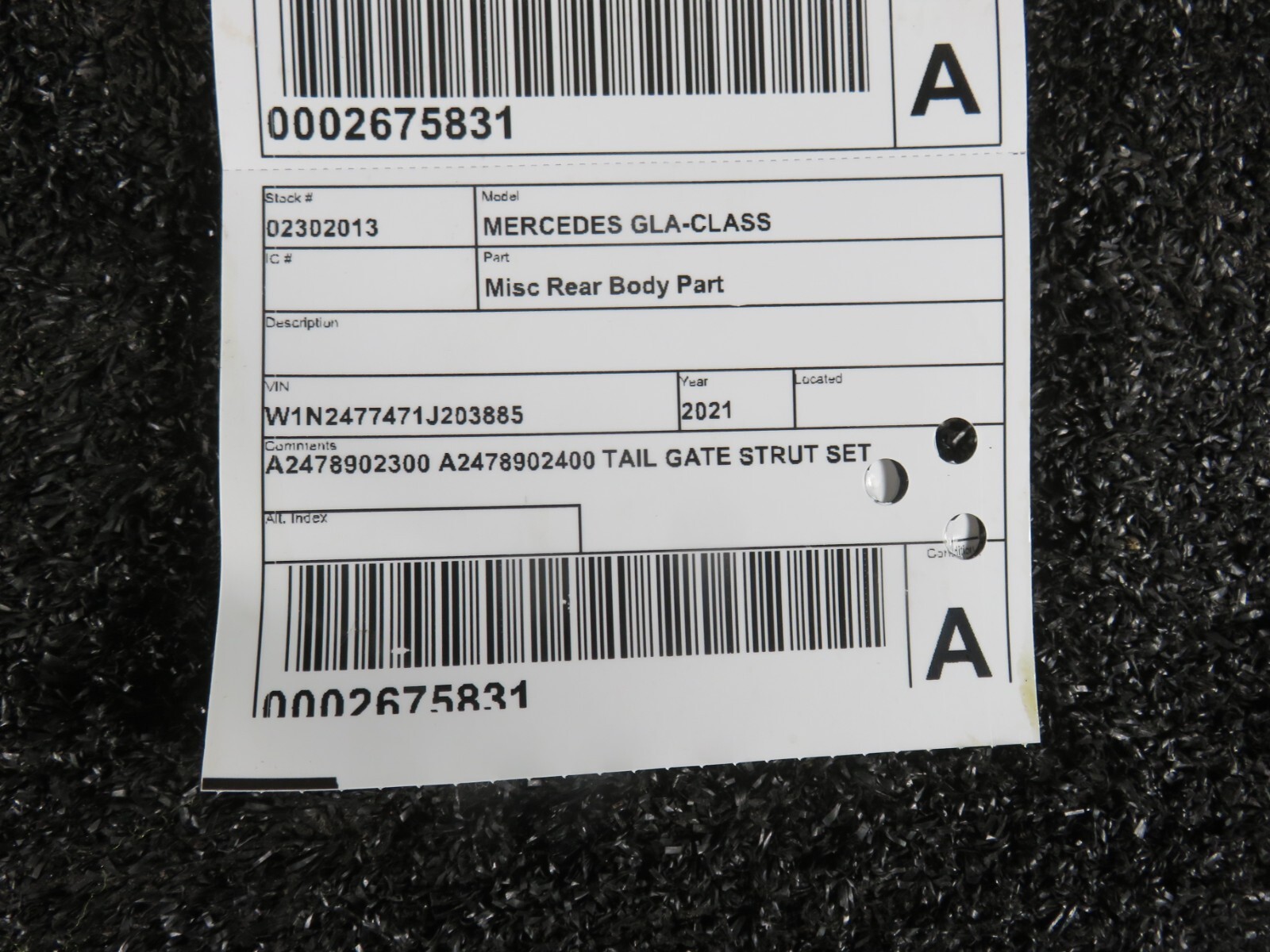 Mercedes GLA250 Trunk Tailgate Lift Strut Shock Rear Set 2021 ...
