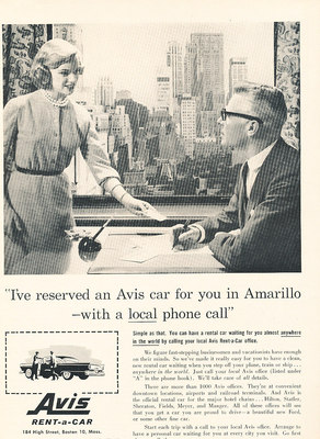 1957 Avis Ford Rental Amarillo - Vintage Advertisement Car Print Ad ...