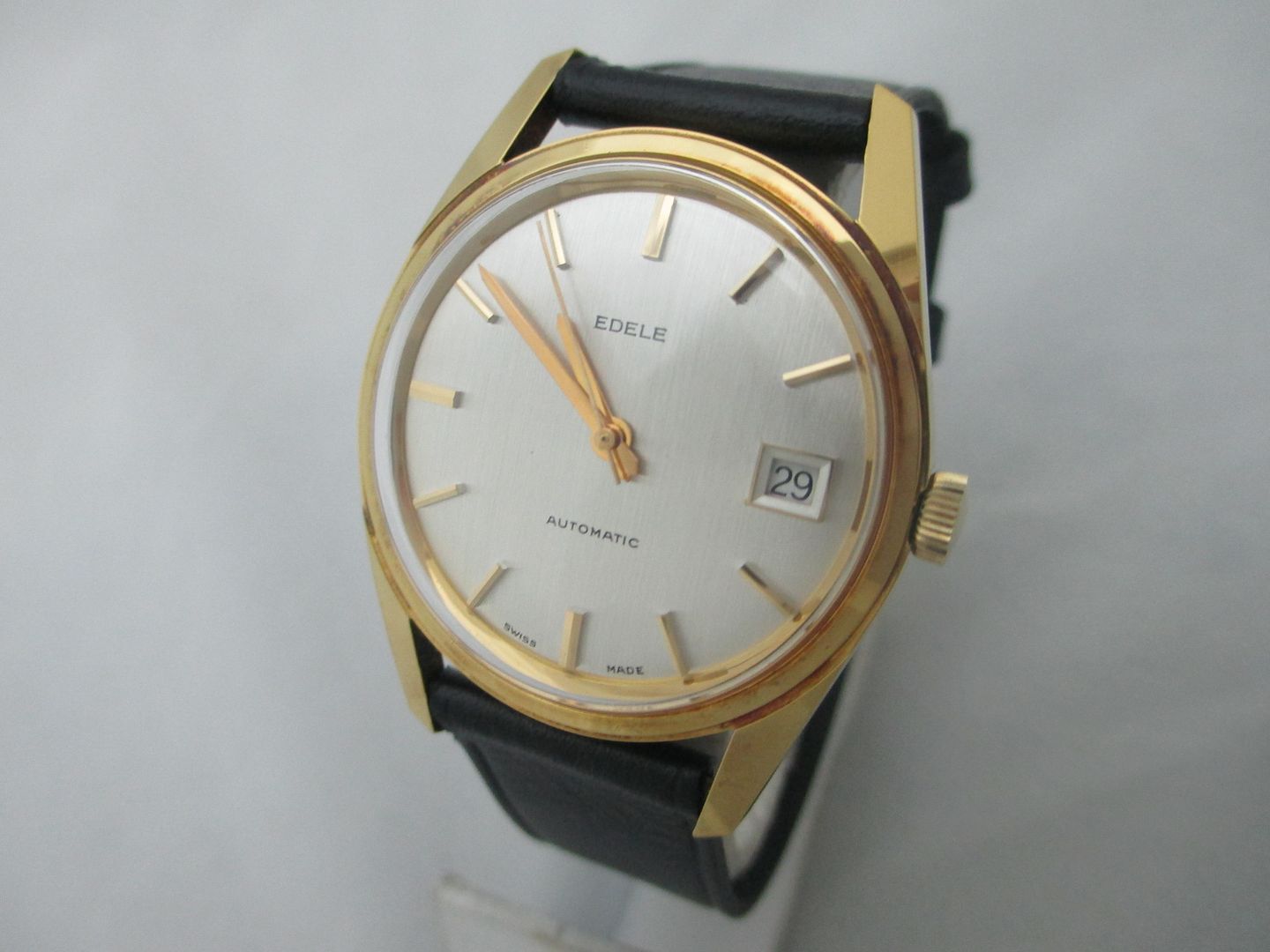 NOS NEW SWISS MADE GOLD PLATED SPECIAL AUTOMATIC EDELE MEN'S WATCH 1960 ...