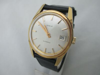 NOS NEW SWISS MADE GOLD PLATED SPECIAL AUTOMATIC EDELE MEN'S WATCH 1960 ...