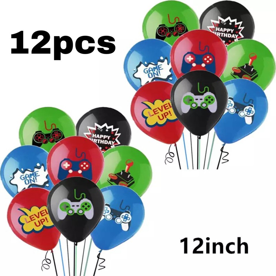 6pcs White Black Gamer Birthday Balloon Set Game On PlayStation XBOX ...