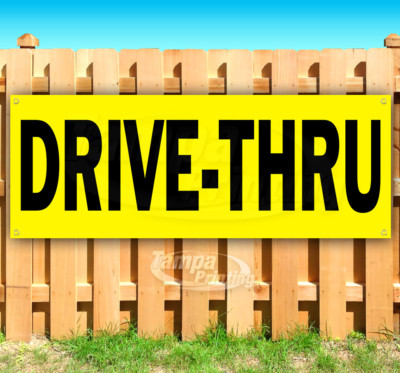DRIVE-THRU Advertising Vinyl Banner Flag Sign Many Sizes DIRECTIONAL | eBay
