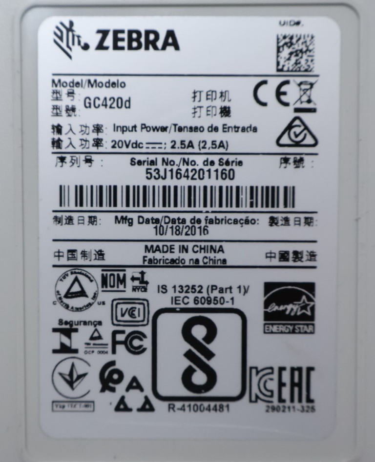 Zebra GC420d Direct Thermal Label Printer GC420-200510-000 (No Power ...