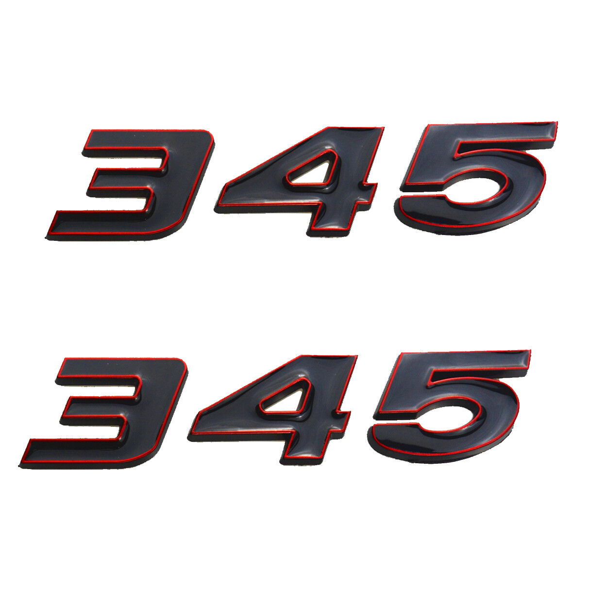 For New 345 Emblem Logo Nameplates 3D Black Red Edge Badge - 2Pcs | eBay