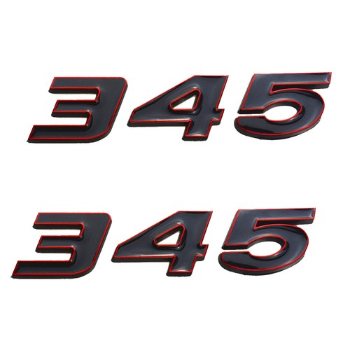 For New 345 Emblem Logo Nameplates 3D Black Red Edge Badge - 2Pcs | eBay