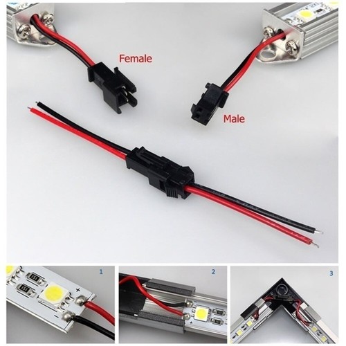 Black Wire LED Plug Male to Female Terminal Wire Splice Wire Long SM ...