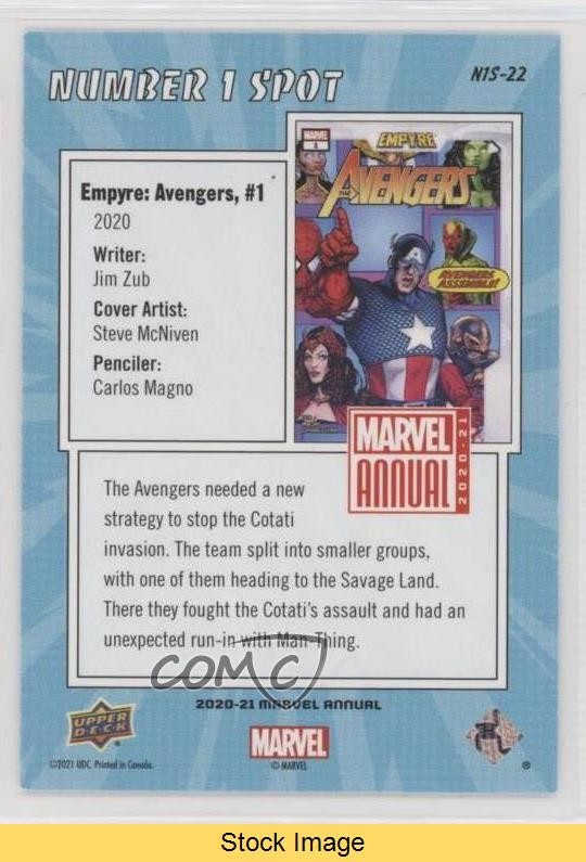 2020 Upper Deck Marvel Annual Number 1 Spot Empyre: Avengers #1 #N1S-22 ...