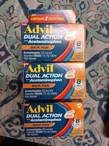 3 Packs Of Advil Dual Action Back Pain, 18 Caplets Each | eBay