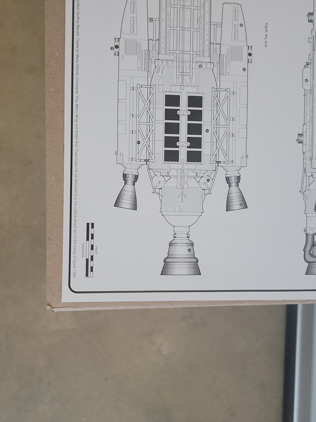 Hawk Mark IX Space Fighter Blueprint scaled "Space: 1999" TV Show 19 x ...