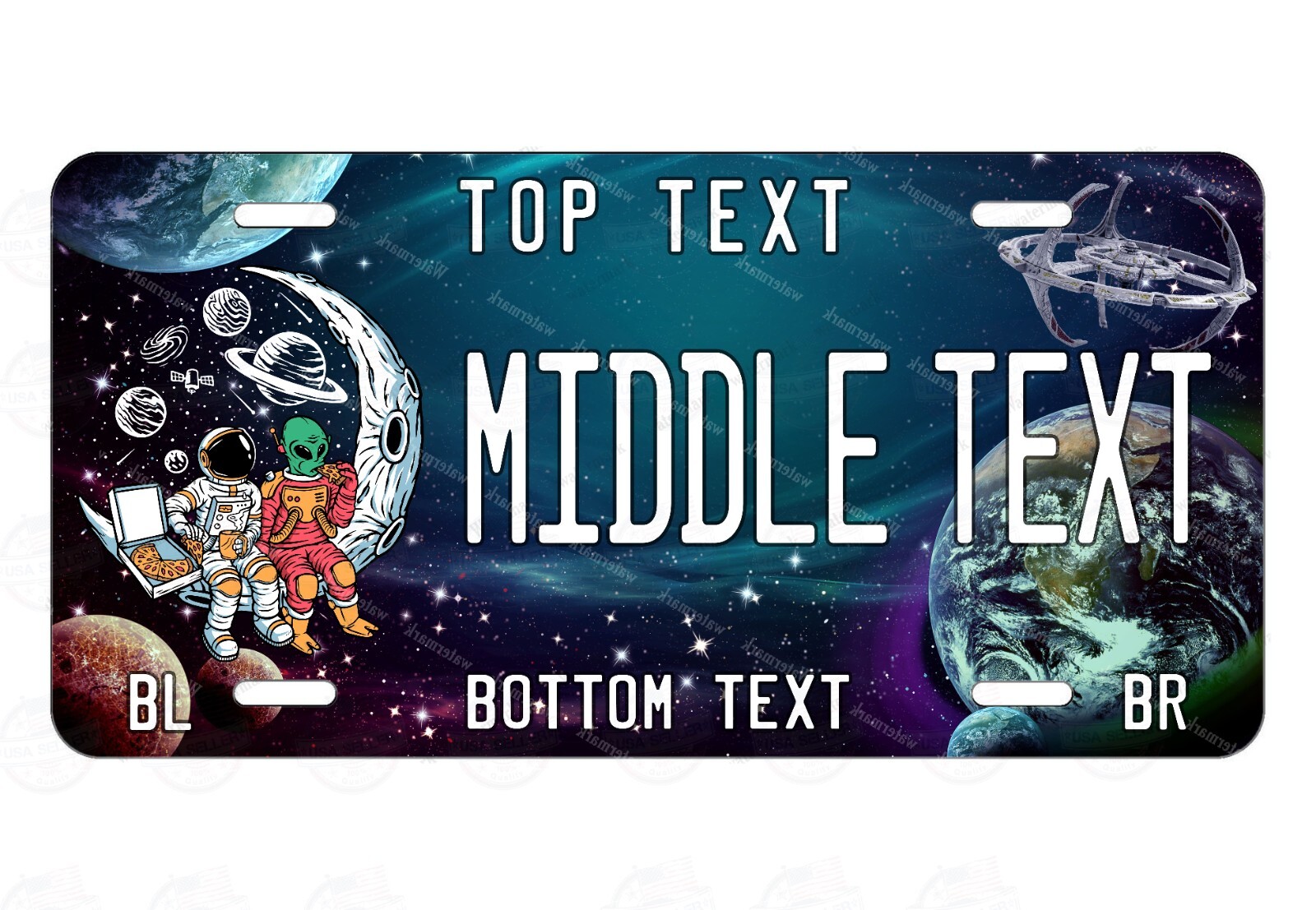 Outerspace Alien and Astronaut License Plate for Auto Car Bike ATV RV ...