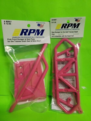 RPM TRAXXAS SLASH 2WD FRONT + REAR PINK BUMPERS BUMPER 80957 81007 XL5 ...