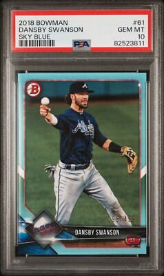 Dansby Swanson - 2018 Bowman Sky Blue Paper PSA 10 #198/499 | eBay