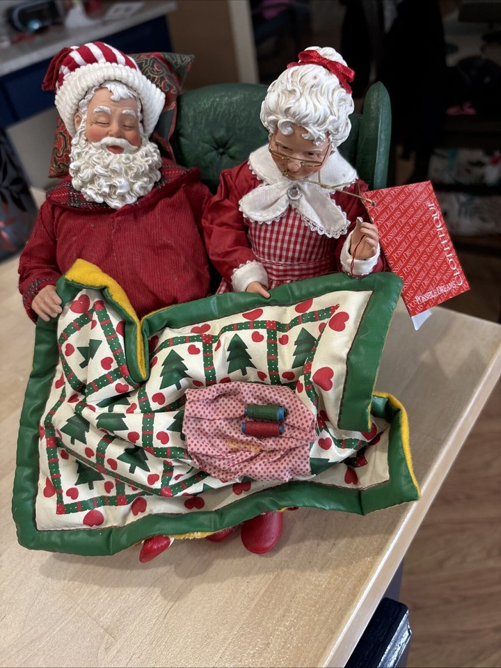 Clothtique Possible Dreams Santa Statue,”Sew Sleepy" Santa & Mrs Clause ...