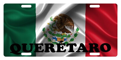 Mexico Flag License Plate Mexican Patriotic MEX Emblem Querétaro Wave ...