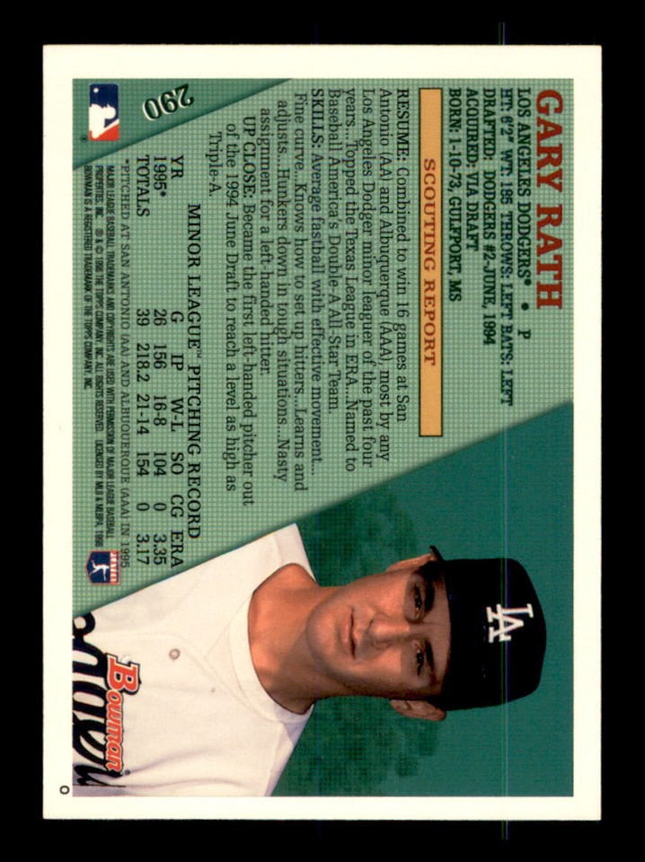 1996 Baseball Bowman Gary Rath Los Angeles Dodgers #290 1 | eBay