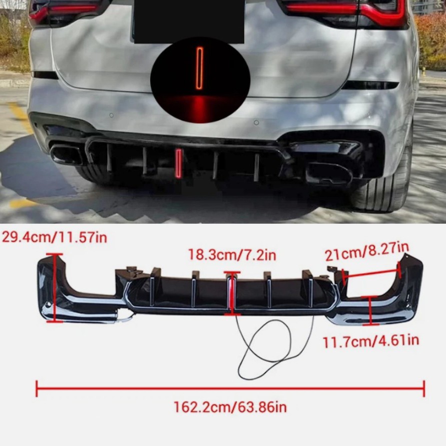 For BMW G01 X3 M40i M-Sport 2018-2021 Rear Diffuser Lip W/Light Gloss ...
