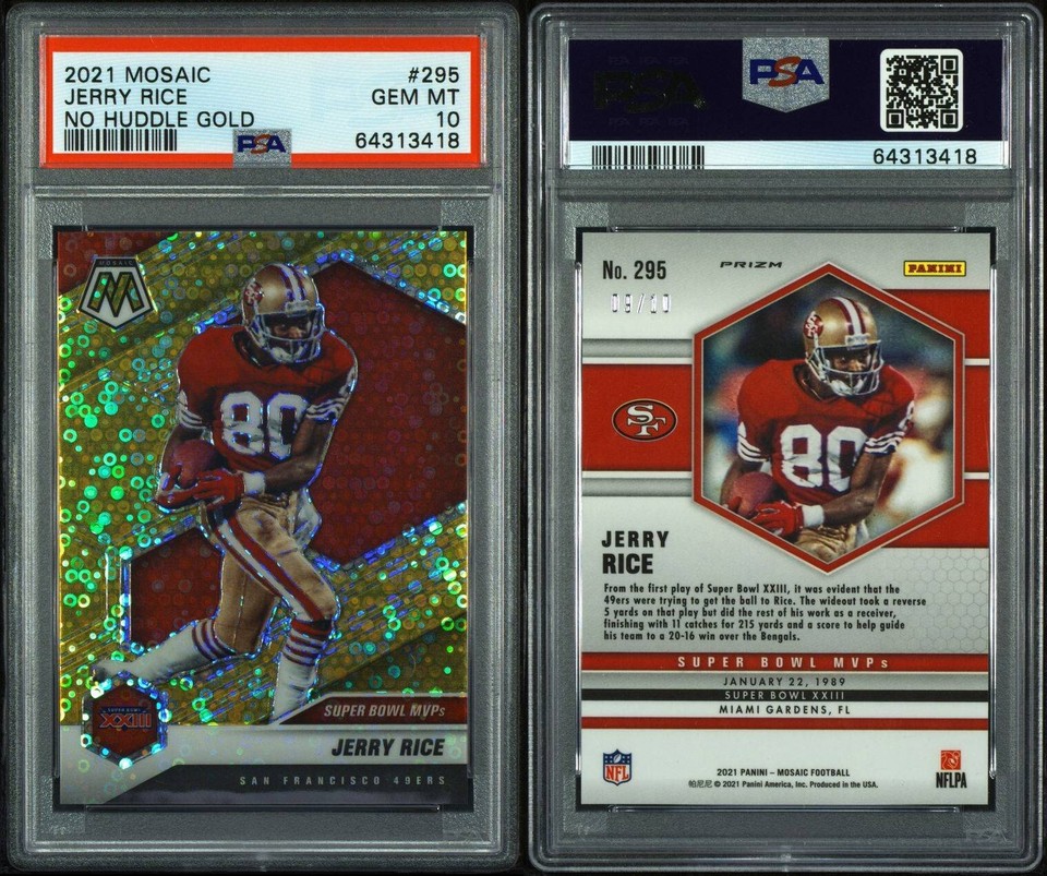 2021 Panini Mosaic - Super Bowl MVPs - Jerry Rice Gold No Huddle PSA 10 ...