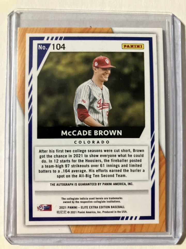 2021 McCade Brown Panini Elite Extra Edition Signatures #104 - Colorado ...