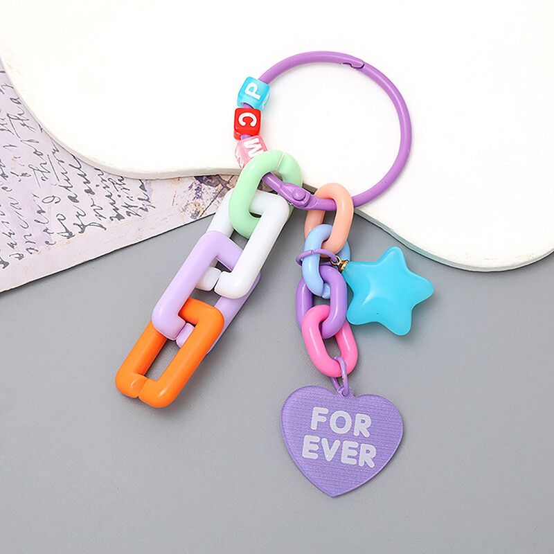 Acrylic Plastic Link Chain Keychain Sweet Creativity Key Ring For Women ...