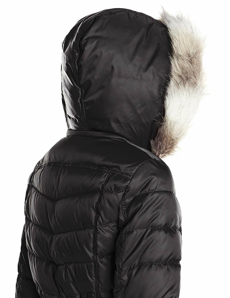 Halifax Traders Women's Puffer Insulated Coat with Faux Fur Hood, Black ...