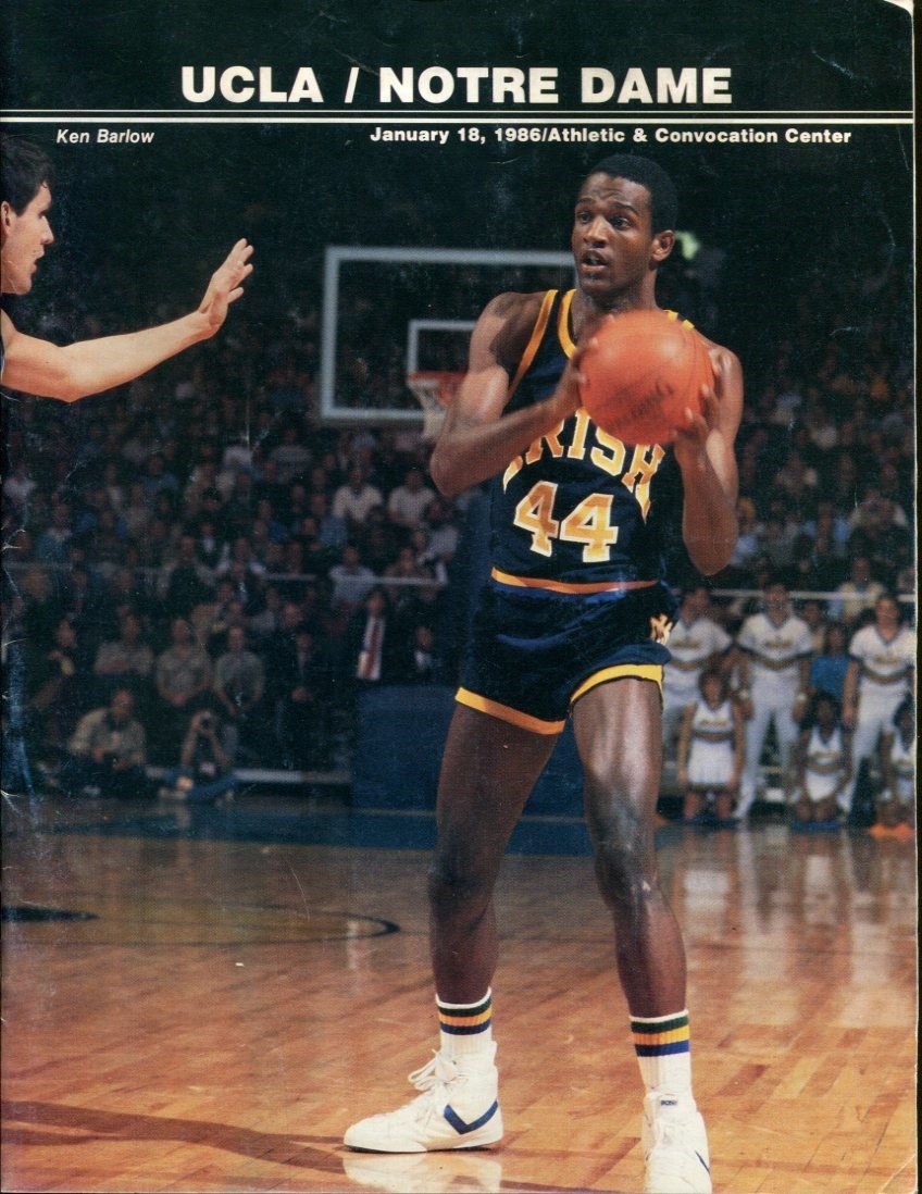 1986 UCLA Bruins v Notre Dame Basketball Program Ken Barlow 1/18/86 Ex ...