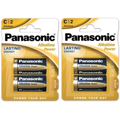 4 x Panasonic C Alkaline Power Batteries - LR14 R14 MX1400 AM2 L14 E93 ...