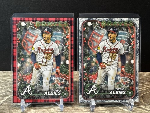 2024 Topps Holiday Ozzie Albies EXCLUSIVE PLAID SP & HOLIDAY TREE ...